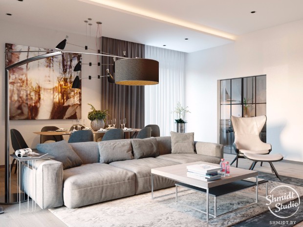 INSPIRING MODERN OPEN PLAN LIVING ROOM IN MINSK